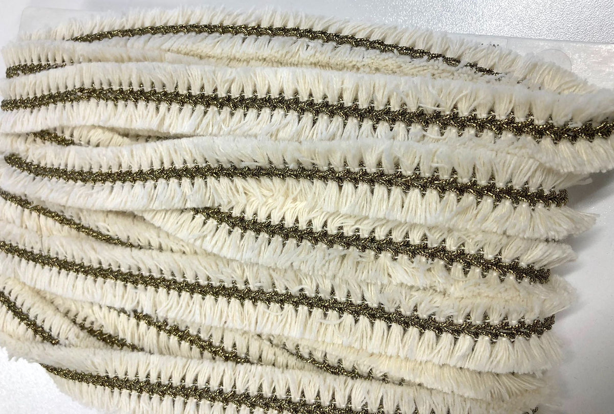 Ivory Fringe Trim With Gold Centre – Fabric Muse
