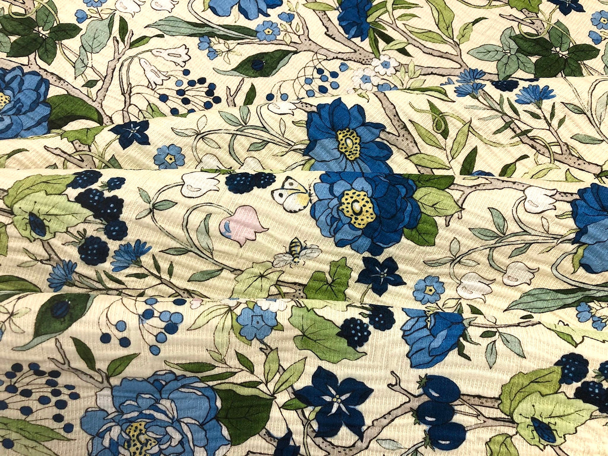 Silk Blend Floral Cloquè Jacquard, in Blue Rose – Fabric Muse