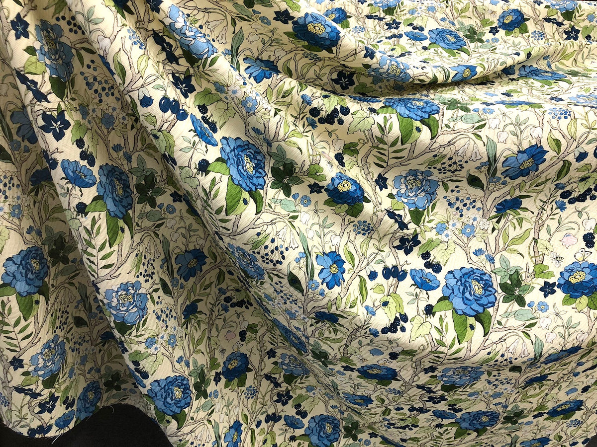 Silk Blend Floral Cloquè Jacquard, in Blue Rose – Fabric Muse