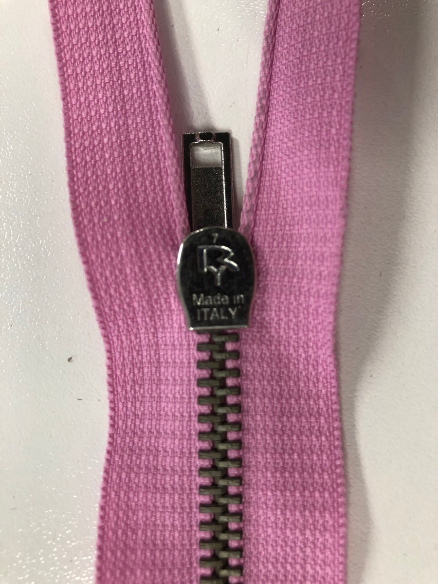 67cm Double Open-ended Zipper, Pink with Silver Hardware – Fabric Muse
