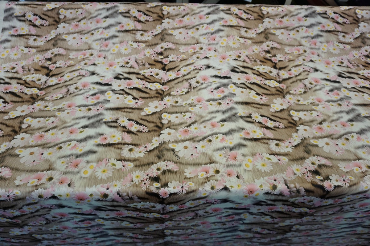 Daisy Tiger Print on Heavy Satin – Fabric Muse