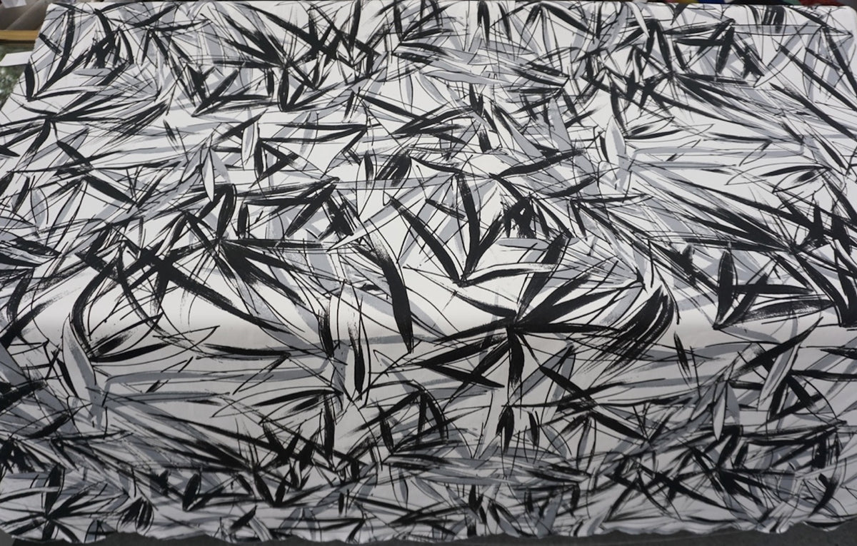 Abstract Monochrome Print on Stretch Sateen – Fabric Muse