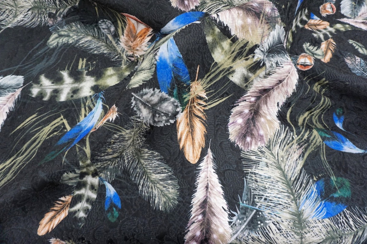 Feather Print on Cotton Blend Jacquard – Fabric Muse