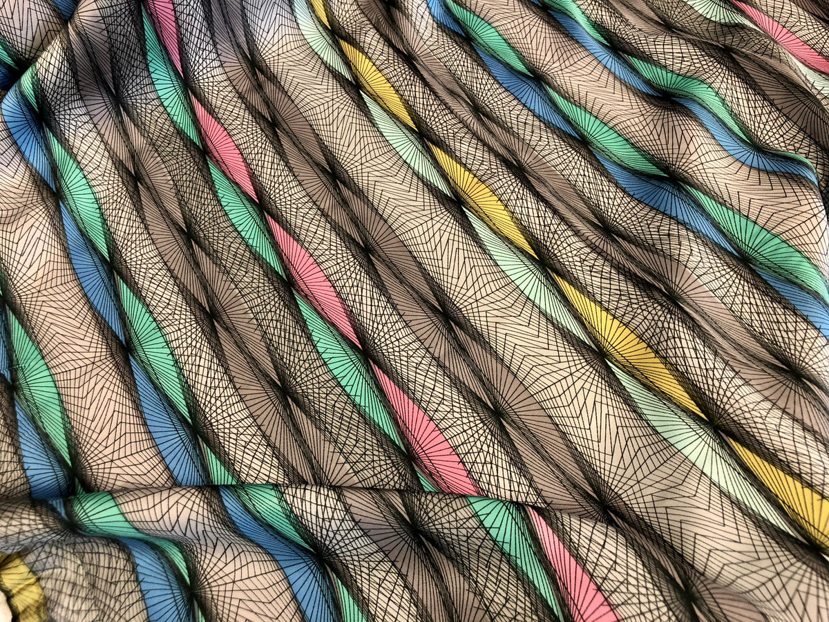 Optical Stripe Print on Stretch Satin – Fabric Muse