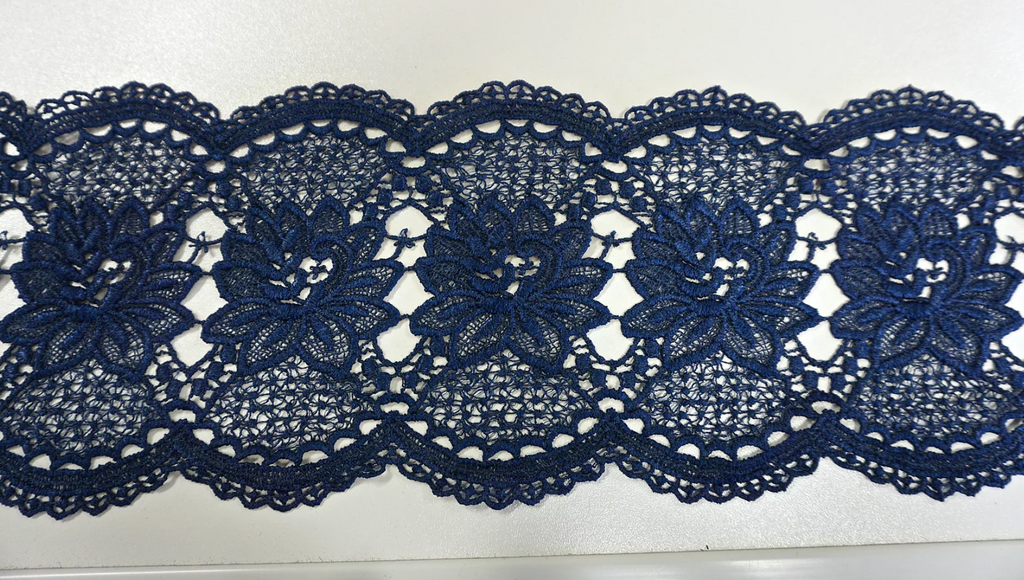 French Guipure Lace Trim, Navy – Fabric Muse