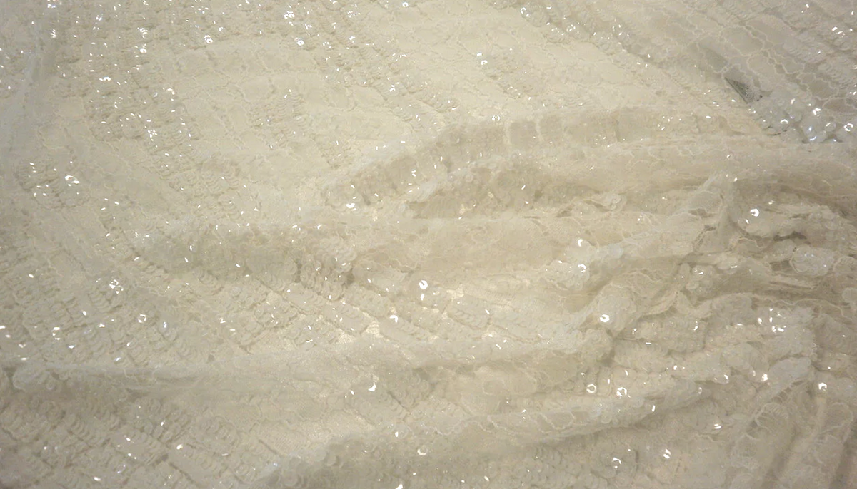 LAST PIECE: 1.1 MT French Chantilly Lace with Hand Sewn Embellishment ...